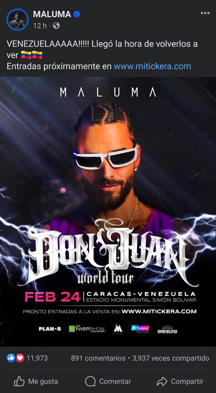 Maluma llegará a Venezuela con “Don Juan World Tour”